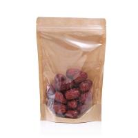 China Food Safe Stand Up Resealable Bags Brown Stand Up Coffee Pouches With Clear Window for sale