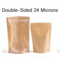 China Food Safe Stand Up Resealable Bags Brown Stand Up Coffee Pouches With Clear Window for sale
