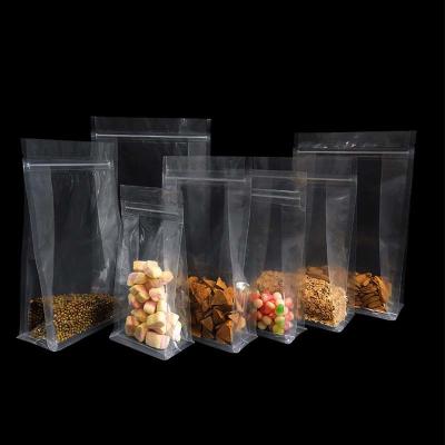 China Food Grade Square Bottom Bag Resealable Clear Ziplock Bags For Nuts Snack Dry Food for sale
