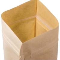 China Durable Kraft Paper Stand Up Pouches Odor Barrier Resealable Ziplock Bags Food Grade for sale