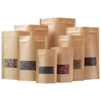 China Durable Kraft Paper Stand Up Pouches Odor Barrier Resealable Ziplock Bags Food Grade for sale
