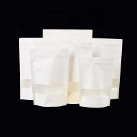 China Food Grade Stand Up Kraft Pouch White Resealable Zipper Bag Eco Friendly For Nuts for sale