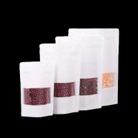China Food Grade Stand Up Kraft Pouch White Resealable Zipper Bag Eco Friendly For Nuts for sale