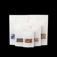 China Food Grade Stand Up Kraft Pouch White Resealable Zipper Bag Eco Friendly For Nuts for sale