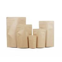 China Uncoated Kraft Resealable Pouches Recyclable Stand Up Zip Lock Bags Biodegradable For Grains for sale