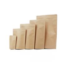 China Uncoated Kraft Resealable Pouches Recyclable Stand Up Zip Lock Bags Biodegradable For Grains for sale