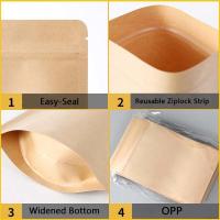 China Uncoated Kraft Resealable Pouches Recyclable Stand Up Zip Lock Bags Biodegradable For Grains for sale