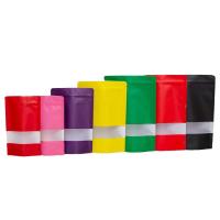 China Assorted Color Resealable Food Bag Matte Stand Up Plastic Bag Odor Resistant With Clear Window for sale