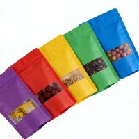 China Assorted Color Resealable Food Bag Matte Stand Up Plastic Bag Odor Resistant With Clear Window for sale