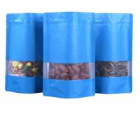 China Assorted Color Resealable Food Bag Matte Stand Up Plastic Bag Odor Resistant With Clear Window for sale