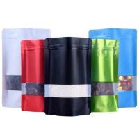 China Assorted Color Resealable Food Bag Matte Stand Up Plastic Bag Odor Resistant With Clear Window for sale