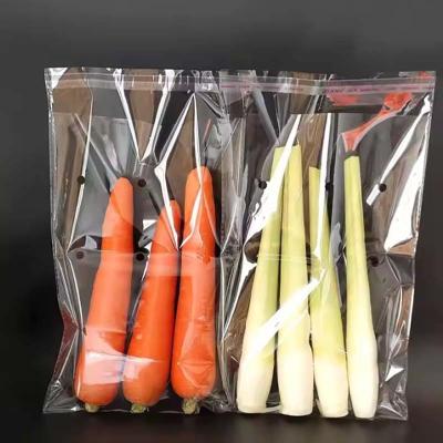 China Food Grade Recyclable Plastic Bag Clear Plastic Vegetable Bag With Vent Holes for sale