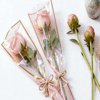 China High Transparency Single Flower Sleeve OPP / CPP Triangle Clear Bags for sale