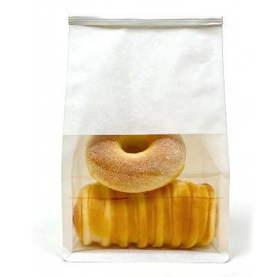 China Resealable White Kraft Paper Tin Tie Bags Greaseproof Kraft Bread Bags With Window for sale