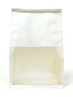 China Resealable White Kraft Paper Tin Tie Bags Greaseproof Kraft Bread Bags With Window for sale
