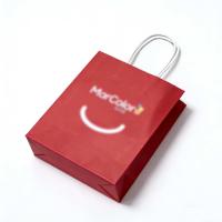 China Red Custom Kraft Paper Bags Eco Friendly Kraft Gift Bags Sturdy for sale