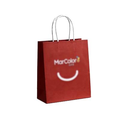 China Red Custom Kraft Paper Bags Eco Friendly Kraft Gift Bags Sturdy for sale