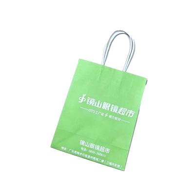 China Reusable Twisted Handle Paper Bag Green Custom Logo Shopping Bags Eco Friendly for sale