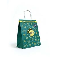 China Custom Printed Paper Takeaway Bags Green Paper Bags With Handles for sale