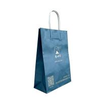 China Eco Friendly Custom Paper Handle Bags Blue Kraft Bag With Handles for sale