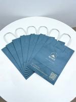 China Eco Friendly Custom Paper Handle Bags Blue Kraft Bag With Handles for sale