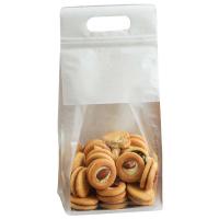 China Portable Die Cut Bag Resealable Stand Up Paper Bags With Die Cut Handle for sale