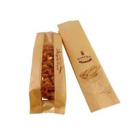 China Custom Printed Flat Bottom Paper Bag Recyclable Kraft Window Bags Greaseproof for sale
