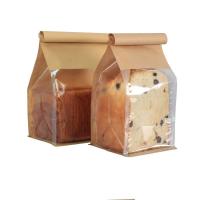 China Food Grade Window Bread Bag Brown / White Kraft Tin Tie Bags for sale