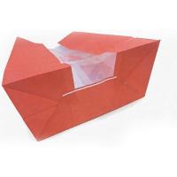 China Recyclable Window Paper Bags Red Kraft Paper Bag With Clear Window for sale
