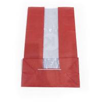 China Recyclable Window Paper Bags Red Kraft Paper Bag With Clear Window for sale