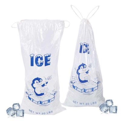 China Durable Ice Plastic Bags Portable Drawstring Ice Bags Leak Proof for sale