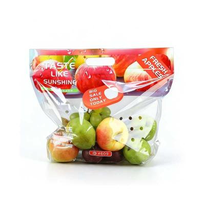 China Anti Fog Vented Produce Bags High Clarity Fresh Fruit Bags Die Cut Handle for sale