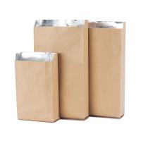 China Recyclable Aluminum Foil Lined Bags Brown Custom Gusset Bags For Fast Food Takeaway for sale
