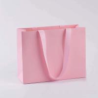 China Recyclable Flat Handle Paper Bag White / Black / Pink / Orange Shopping Gift Bag for sale