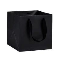China Solid Color Kraft Tote Bags Thickened Square Bottom Gift Bags Large Capacity for sale