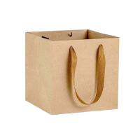 China Solid Color Kraft Tote Bags Thickened Square Bottom Gift Bags Large Capacity for sale