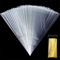 China Transparent Plastic Bread Bag Triangle Cellophane Treat Bags Resealable With Gold Twist Ties for sale