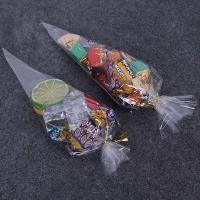 China Transparent Plastic Bread Bag Triangle Cellophane Treat Bags Resealable With Gold Twist Ties for sale