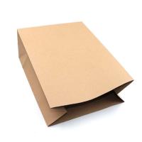 China Custom Blank Brown Kraft SOS Paper Grocery Bags Square Bottom Eco-Friendly Takeaway Retail Paper Bags for sale