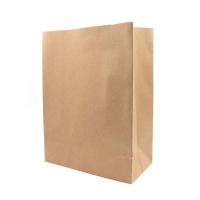 China Custom Blank Brown Kraft SOS Paper Grocery Bags Square Bottom Eco-Friendly Takeaway Retail Paper Bags for sale