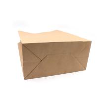 China Custom Blank Brown Kraft SOS Paper Grocery Bags Square Bottom Eco-Friendly Takeaway Retail Paper Bags for sale