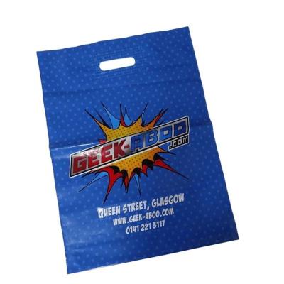 China Die Cut Printed Plastic Shopping Bags Thick Waterproof Disposable Packaging For Supermarket Retail for sale