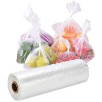 China Food Grade PE Perforated Produce Bag Roll Transparent Easy Tear Plastic Sack For Supermarket Fruit Meat Self Weighing for sale