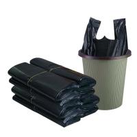 China Custom Black T-Shirt Handle Garbage Bags Heavy Duty Vest Plastic Trash Bags For Household Commercial Cleaning for sale
