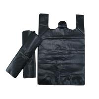 China Custom Black T-Shirt Handle Garbage Bags Heavy Duty Vest Plastic Trash Bags For Household Commercial Cleaning for sale
