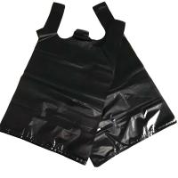 China Custom Black T-Shirt Handle Garbage Bags Heavy Duty Vest Plastic Trash Bags For Household Commercial Cleaning for sale