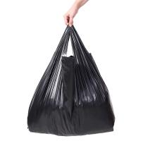 China Custom Black T-Shirt Handle Garbage Bags Heavy Duty Vest Plastic Trash Bags For Household Commercial Cleaning for sale