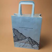 China Recyclable Flat Handle Kraft Paper Bags Custom Size Gift Sacks For Supermarket Souvenir Merchandise Packing for sale