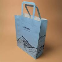 China Recyclable Flat Handle Kraft Paper Bags Custom Size Gift Sacks For Supermarket Souvenir Merchandise Packing for sale