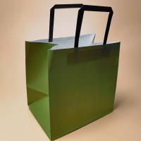 China Custom Solid Color Kraft Paper Shopping Bags Flat Paper Handle Retail Gift Paper Bags For Boutique Apparel for sale
